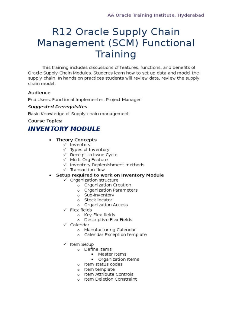 Oracle SCM Training With Mini Project v1 | PDF | Supply Chain ...