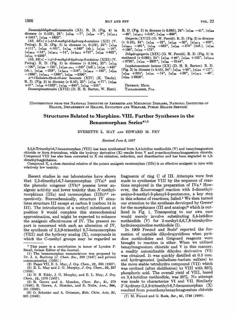 Structures Related Morphine. VIII. Further Syntheses Benzomorphan ...