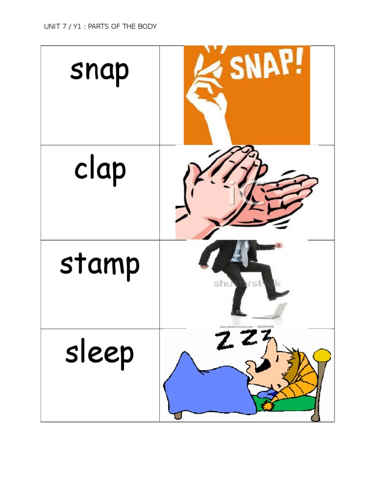 Snap Clap Stamp Sleep: Unit 7 / Y1: Parts of The Body | PDF | Foreign ...