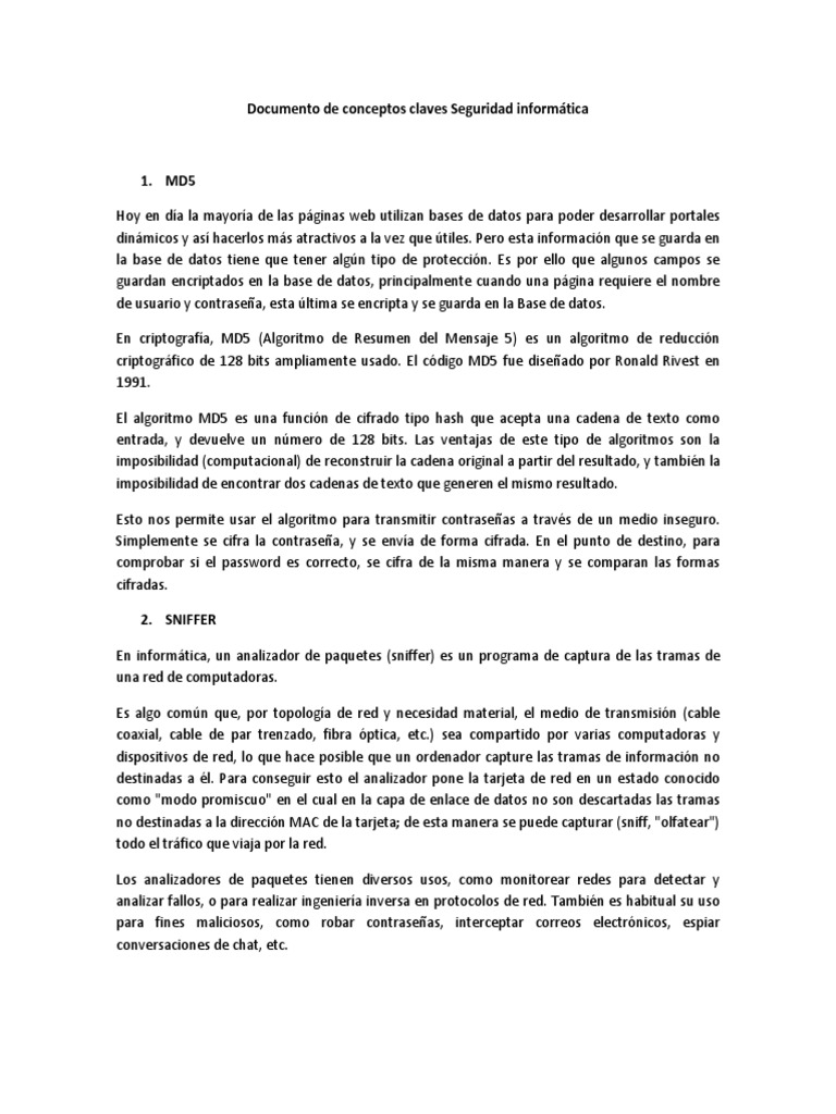 Agunos Conceptos Claves Seguridad Informática PDF | PDF | Ataque de denegación de servicio ...