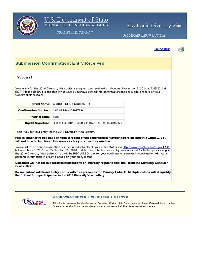 Submission Confirmation: Entry Received: v12.00.00 Applicant Entry ...