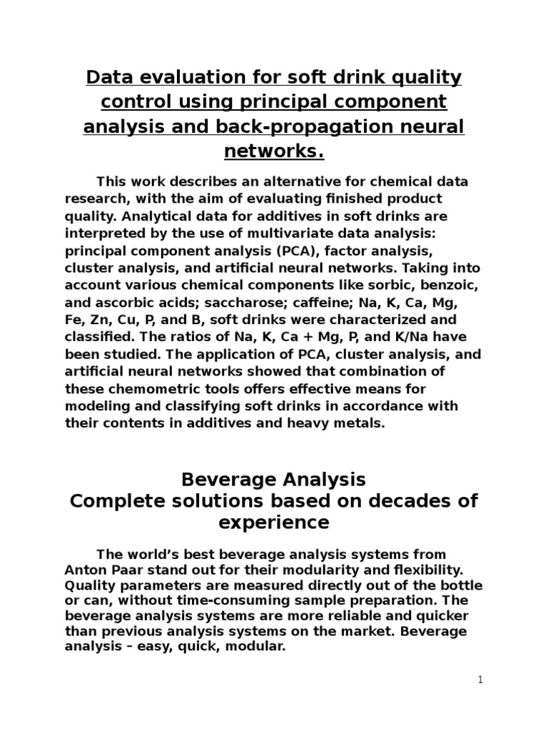 Soft Drink Quality Control Analysis | PDF | Quality Assurance ...