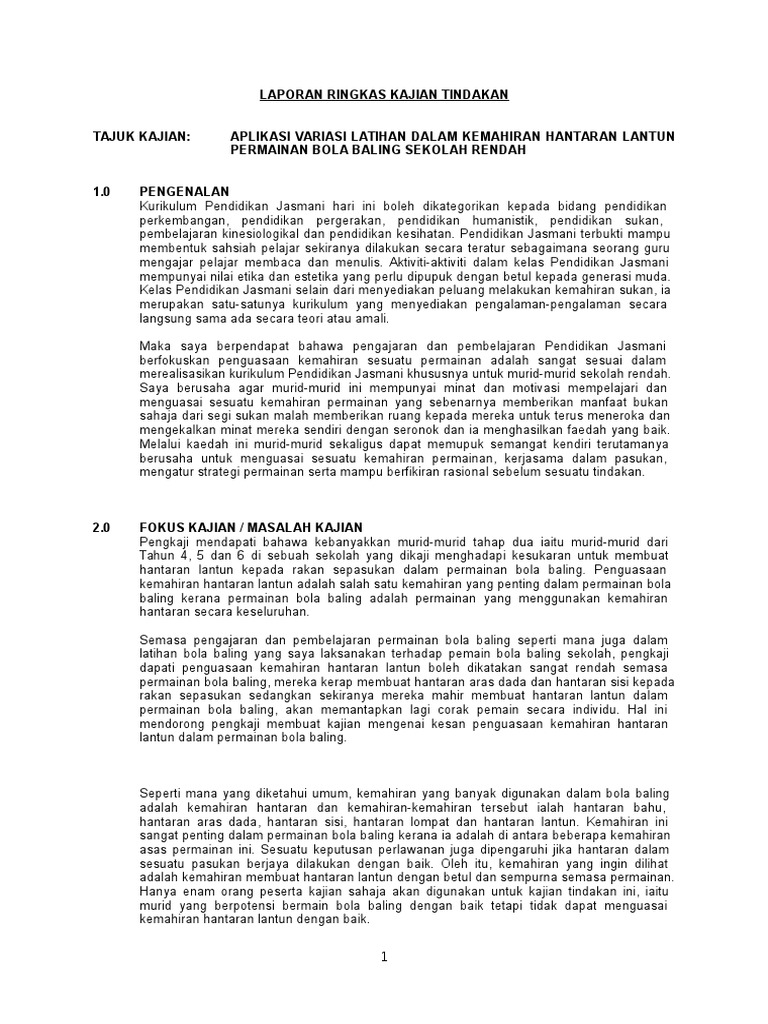 Laporan Ringkas Kajian Tindakan | PDF