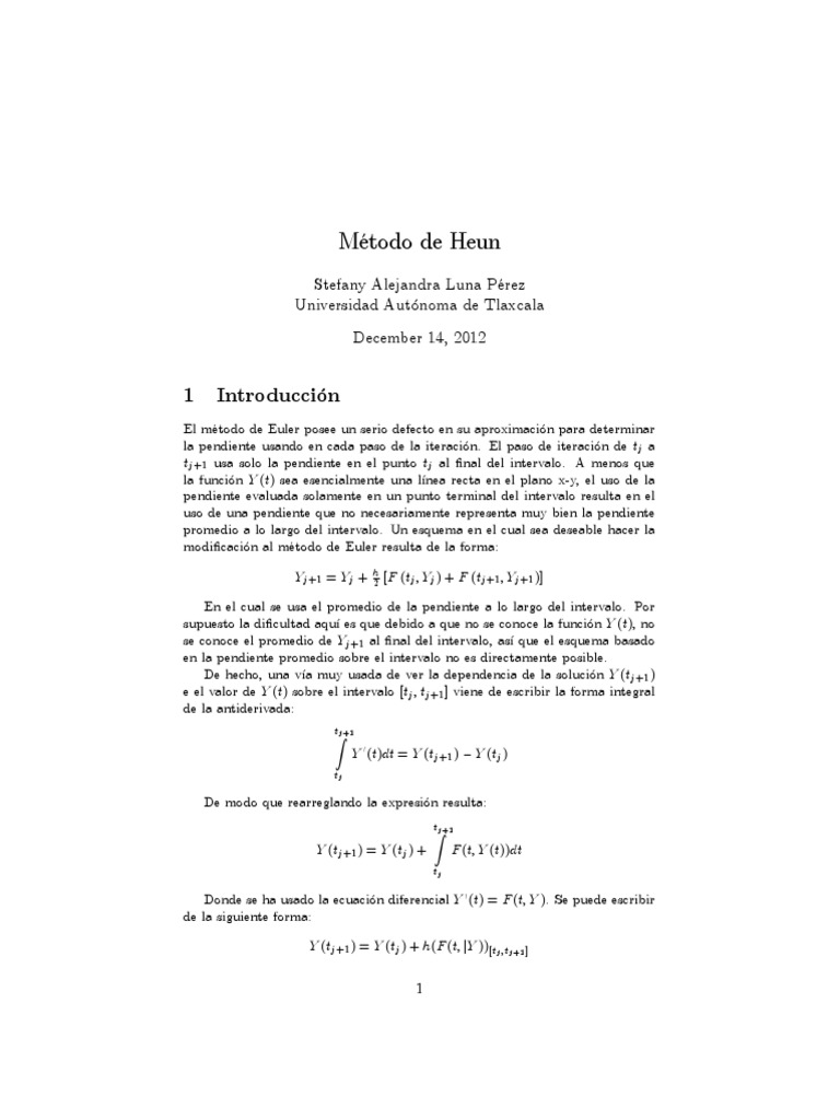 Método de Heun | PDF | Integral | Objetos matemáticos