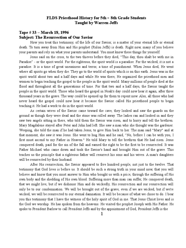 Tape 33 FLDS | PDF | Prophet | Jesus