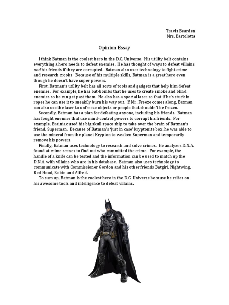 Batman Opinion Essay | PDF | Superheroes | Batman