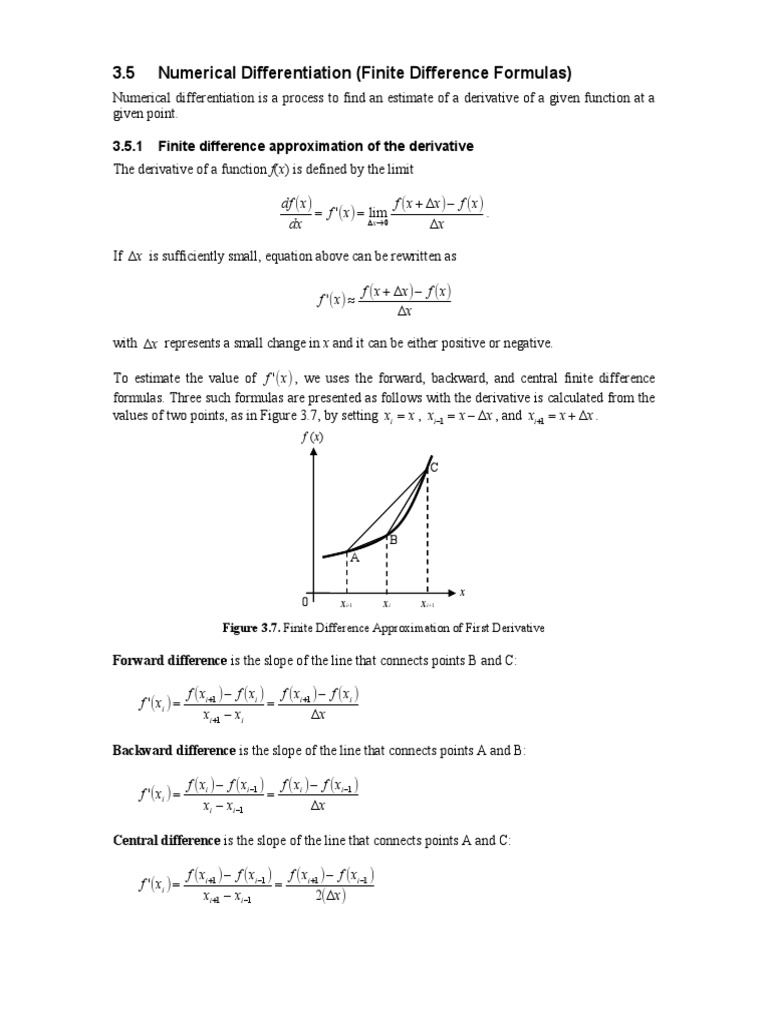 3.5 Numerical Differentiation (Finite Difference Formulas) : X X F X X ...