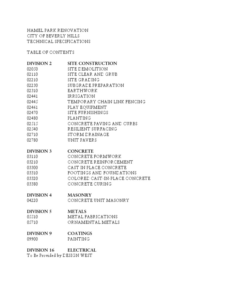 Specifications | PDF | Specification (Technical Standard) | Soil