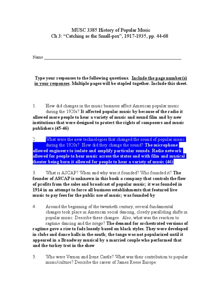 The Development of Popular Music in America During the 1920s: Changes ...