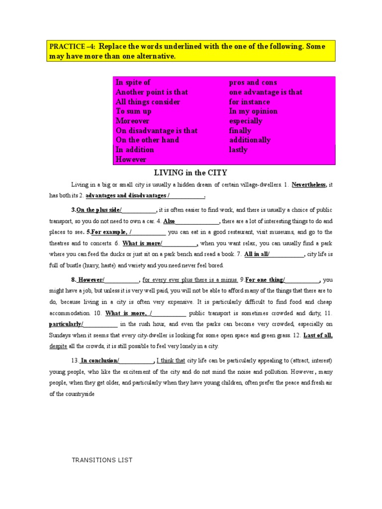 Transition Words Exercises | PDF | Genetics | Genetic Engineering