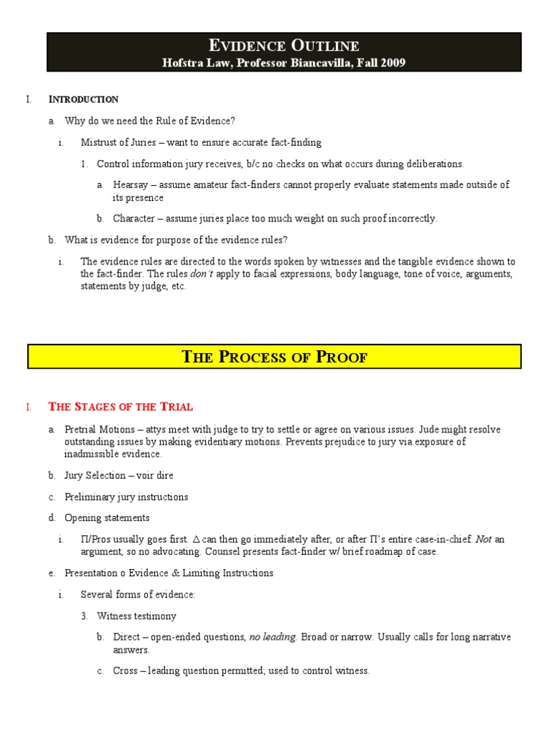 Evidence Outline Clipan | Relevance (Law) | Witness