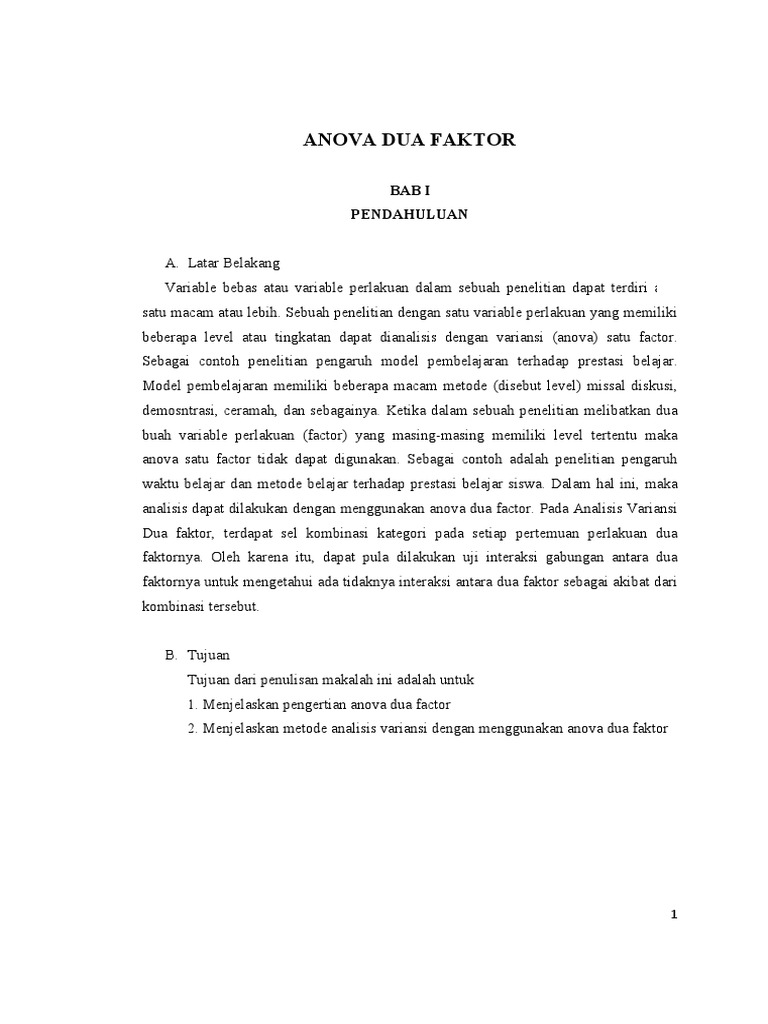 Anova Dua Faktor | PDF