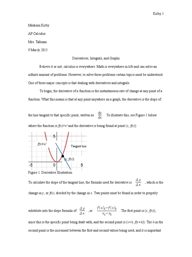 Derivatives, Integrals, and Graphs | PDF | Integral | Derivative
