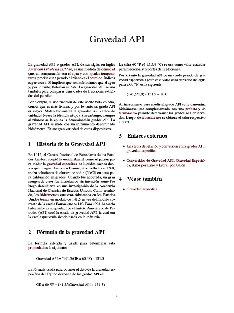 Gravedad API | PDF | Volumen | Cantidades fisicas