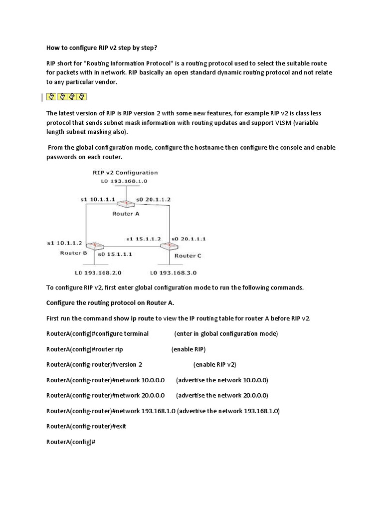 How To Configure RIP v2 Step by Step | PDF | Router (Computing) | Computer Network