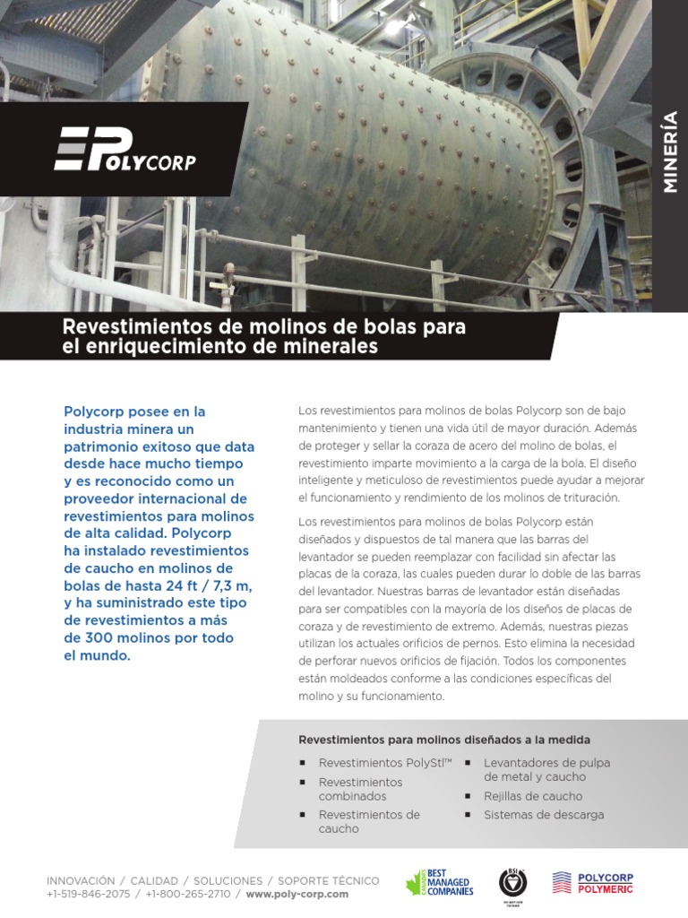 Polycorp Mining - Ball Mill Liners Spanish PDF | PDF | Minería | Caucho ...