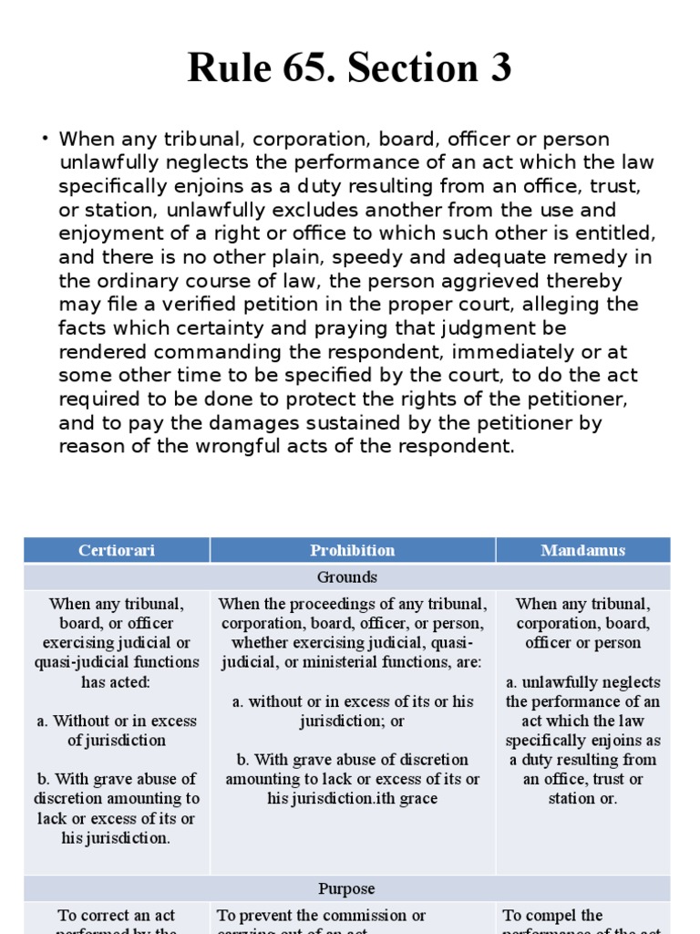 Rule 65 by Madamus | PDF | Mandamus | Legal Procedure