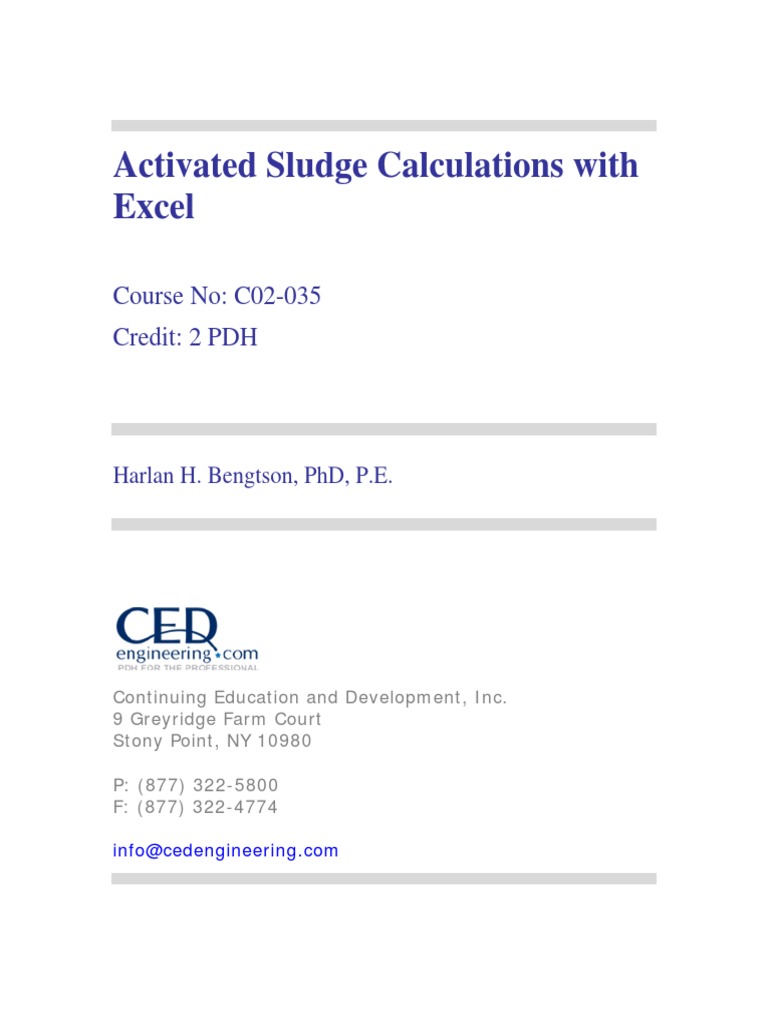 Activated Sludge Calcs With Excel | PDF | Sewage Treatment | Wastewater