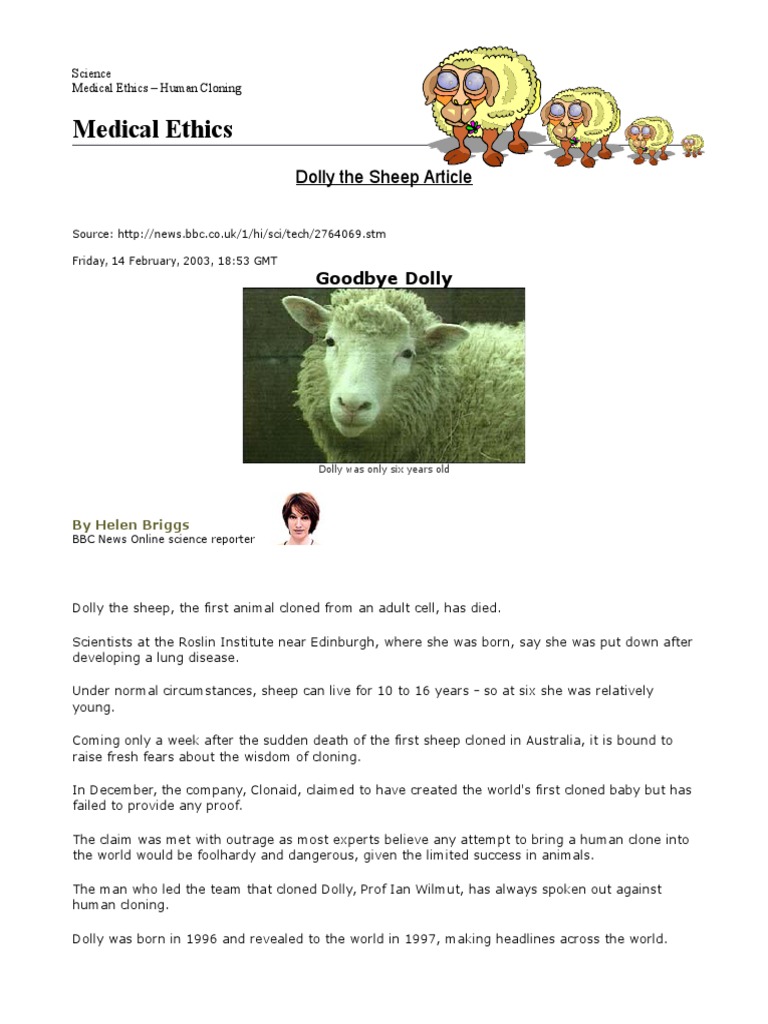 Dolly The Sheep Article | PDF | Cloning | Life Sciences