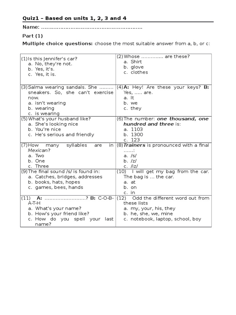 Interchange Quiz | PDF