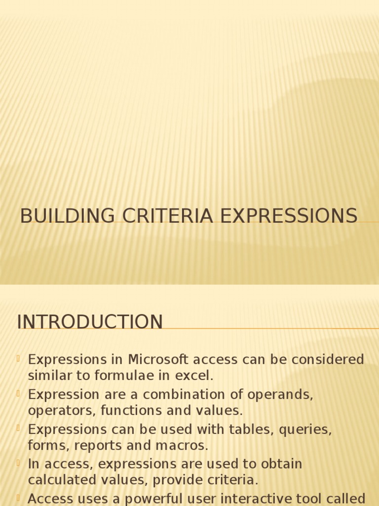 Microsoft Access Criteria Expressions | PDF | Microsoft Access ...