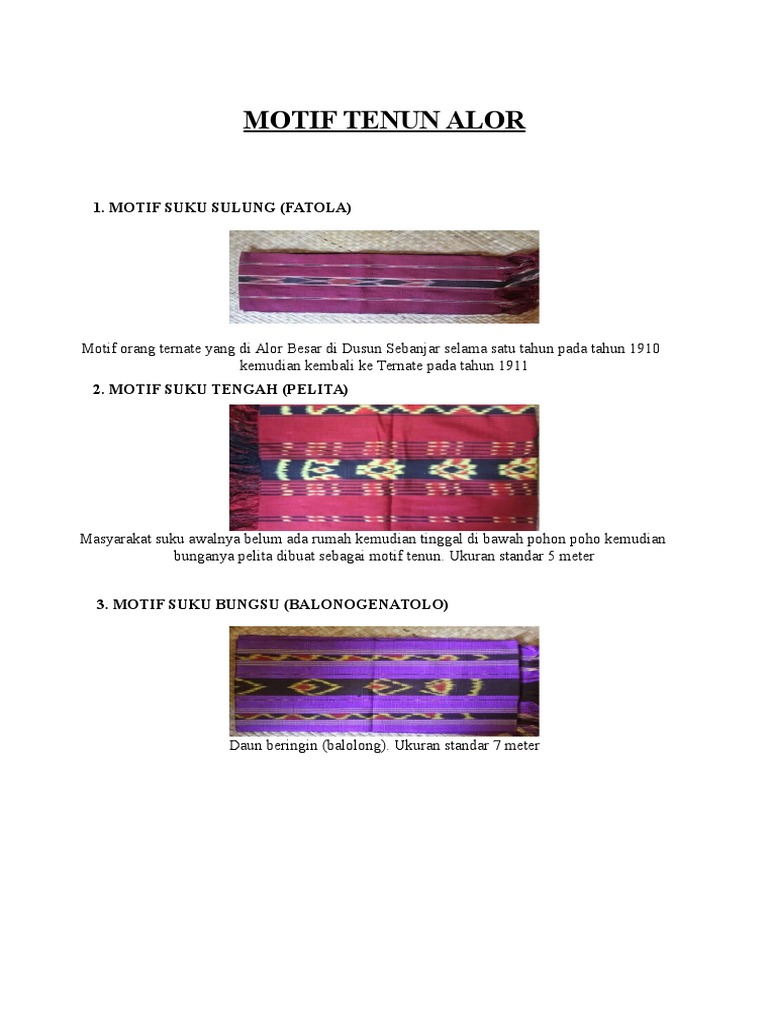 Gambar Motif Kain Tenun Kab. Alor | PDF | Ilmu Sosial