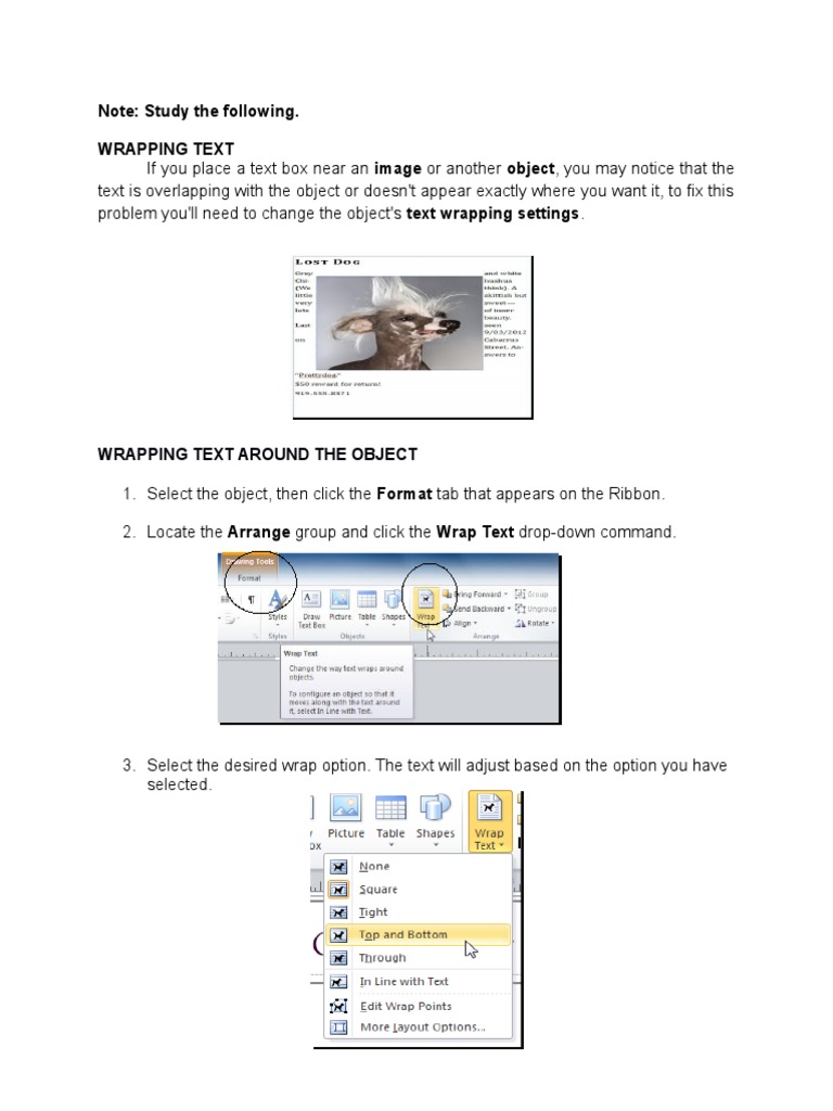 Wrapping Text Around The Object | PDF