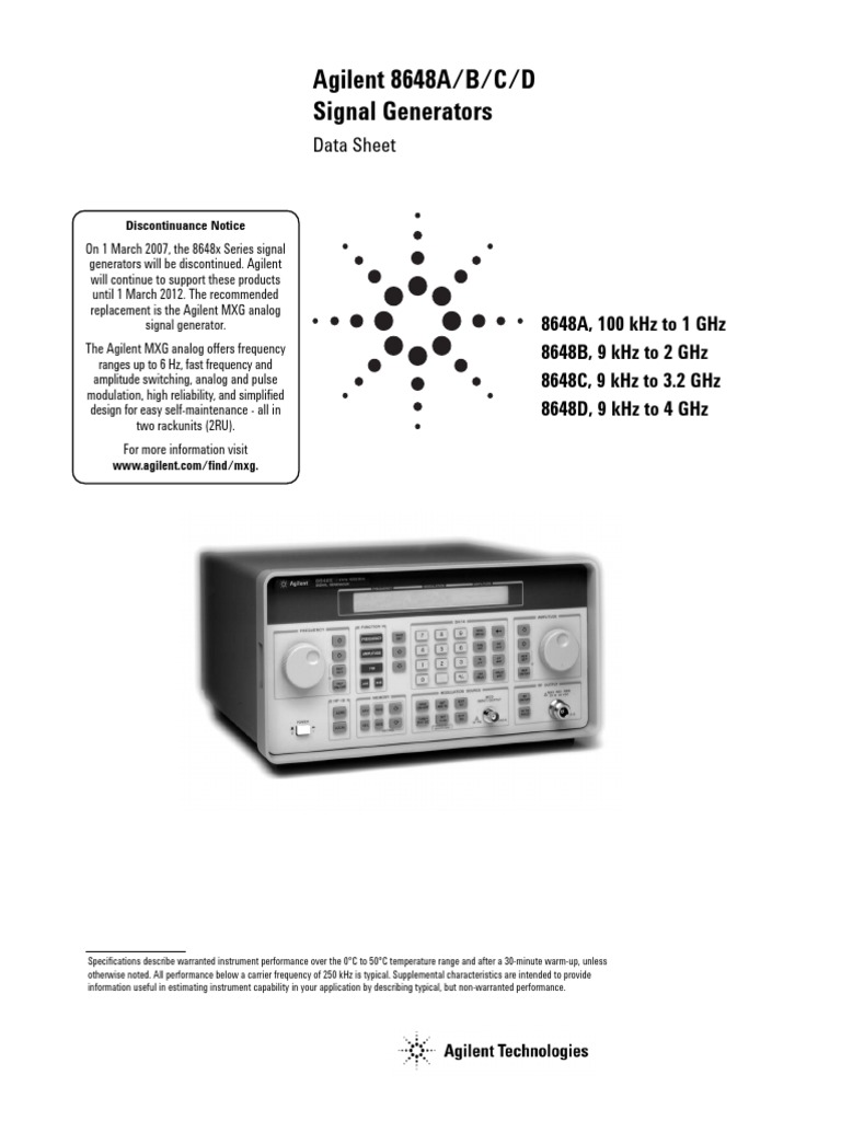 HP 8648 Datasheet | PDF | Frequency Modulation | Hertz