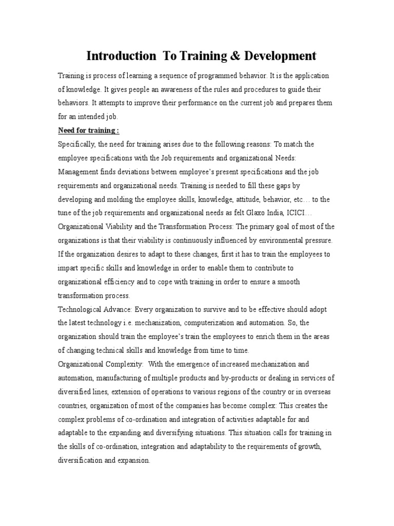 Introduction to Training | Employment | Human Resource Management