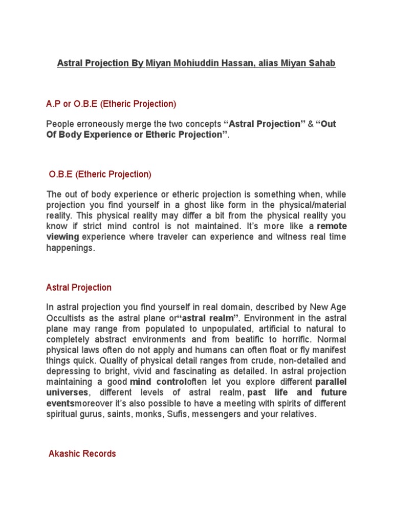 Astral Projection By: A.P or O.B.E (Etheric Projection) | Download Free ...