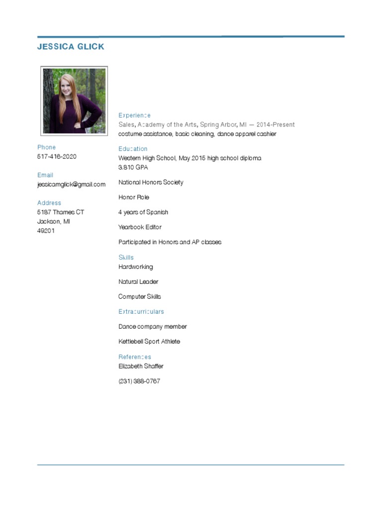 Jessica Glick's Resume Summary | PDF