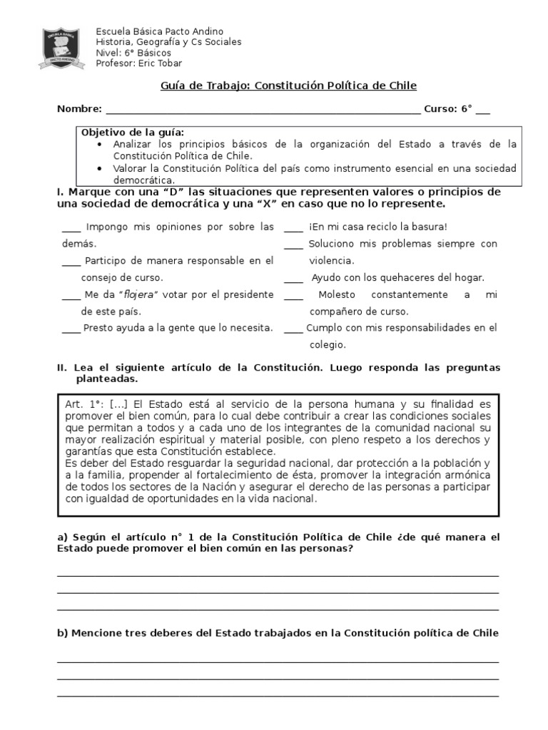 Guia de Trabajo Constitución Política | PDF | República | Gobierno