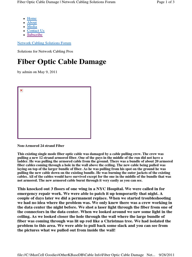 Fiber Optic Cable Damage | Optical Fiber | Cable