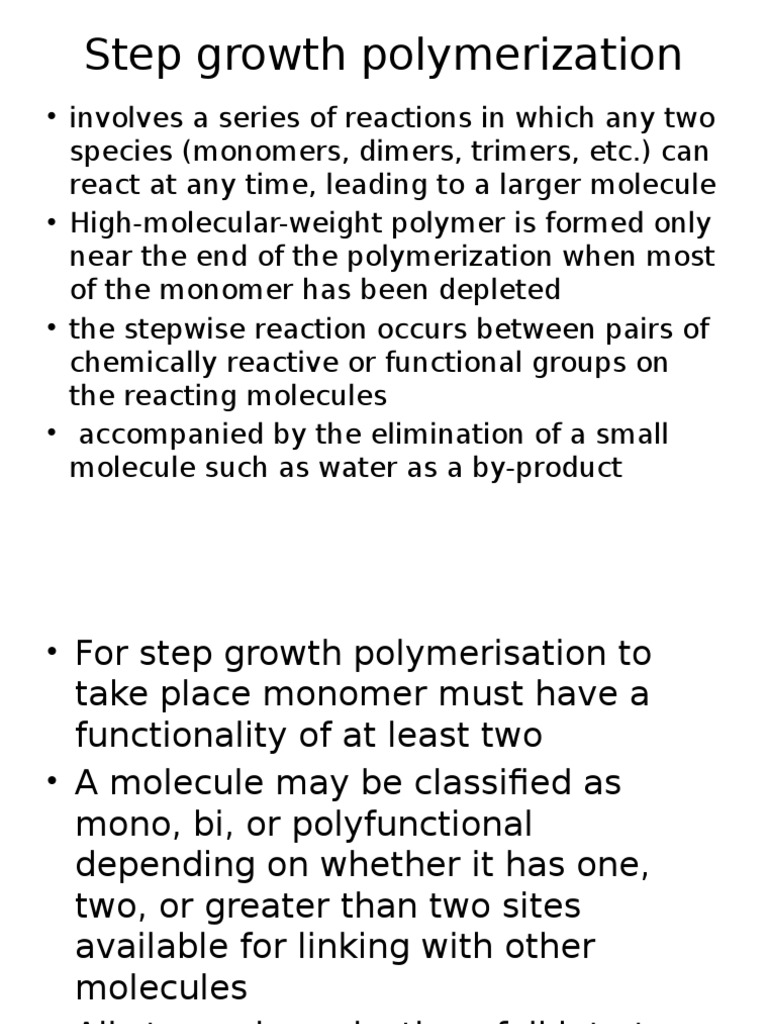 Step Polymerisation | PDF | Polymerization | Materials Science