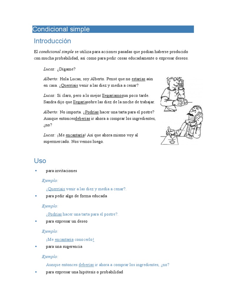 Ejercicios de Condicional Simple y Compuesto | PDF | Verbo | Reglas