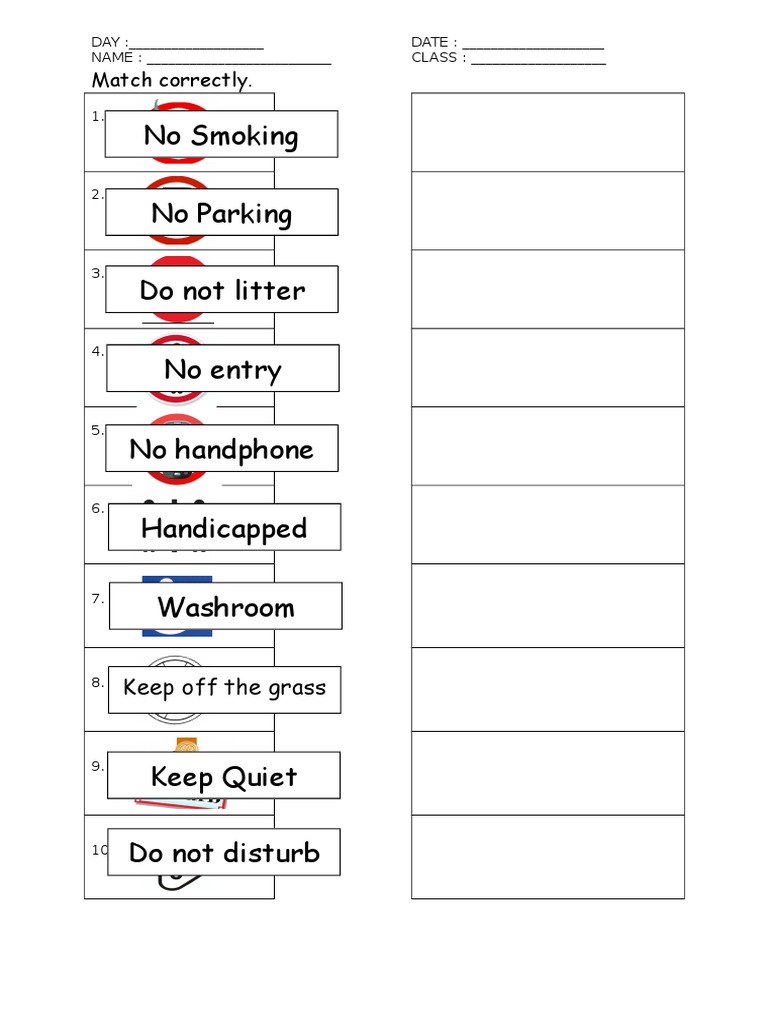 Kids' Sign Worksheet Template | PDF | Social Science