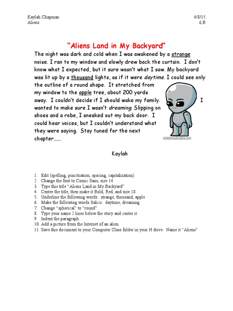 Backyard Alien Encounter Story | PDF | Mystery, Thriller & Crime ...