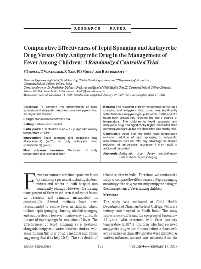 tepid sponge.pdf | Fever | Health Sciences | Free 30-day Trial | Scribd