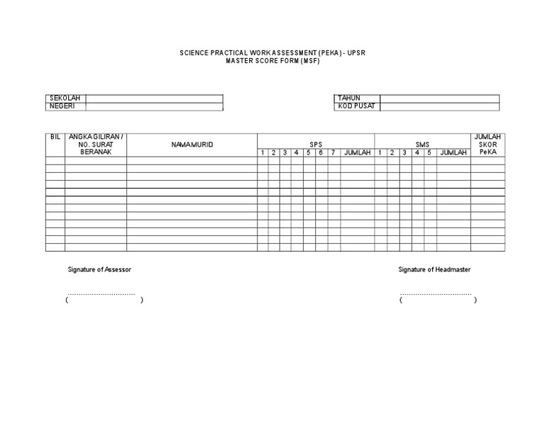 Master Score Form | PDF | Sports & Recreation