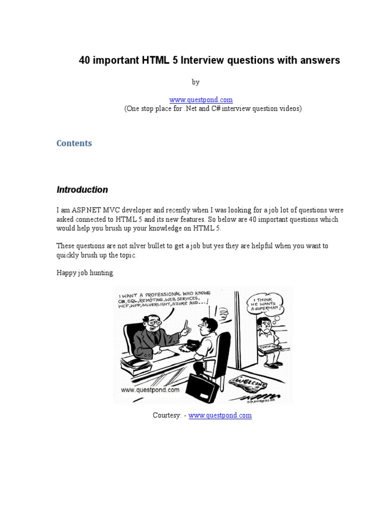 HTML5 Interview Questions With Answers For Freshers | PDF | Business