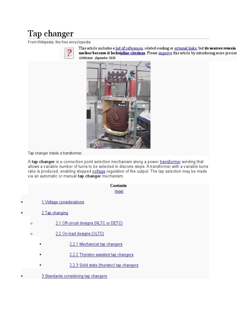 Tap Changer | PDF | Electrical Components | Electric Power