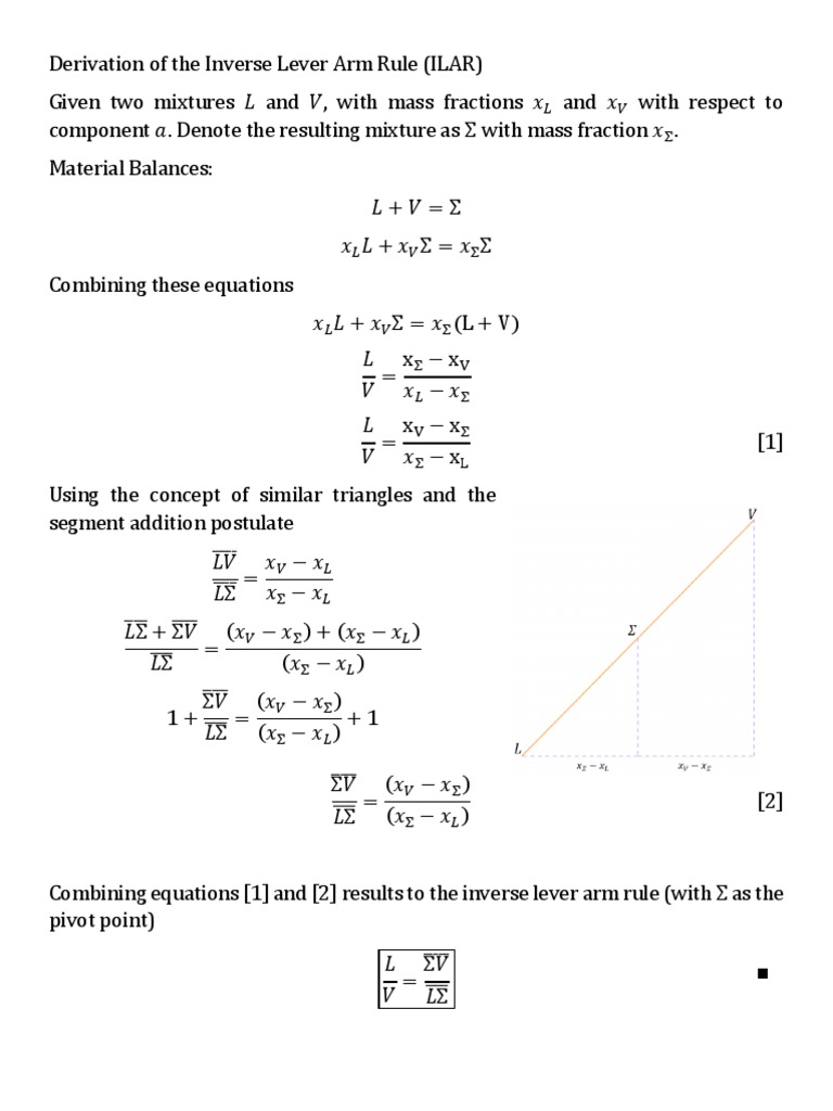 Derivation of The Inverse Lever Arm Rule | PDF