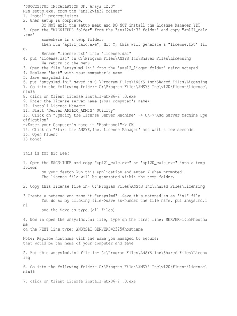 Ansys 12.0 Installation Guide | PDF | Law