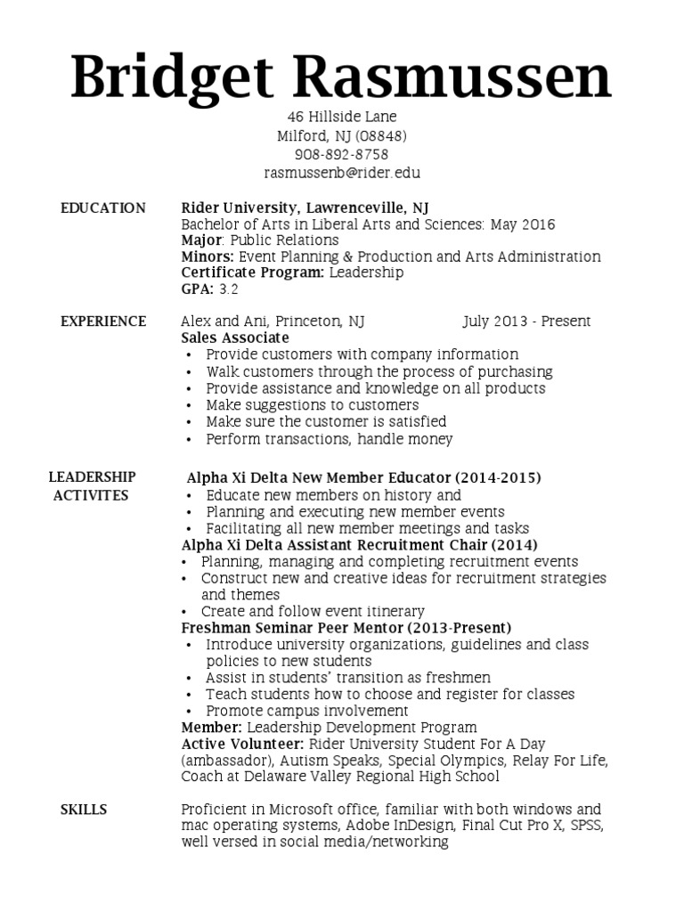 Bridget Rasmussen's Leadership Resume | PDF