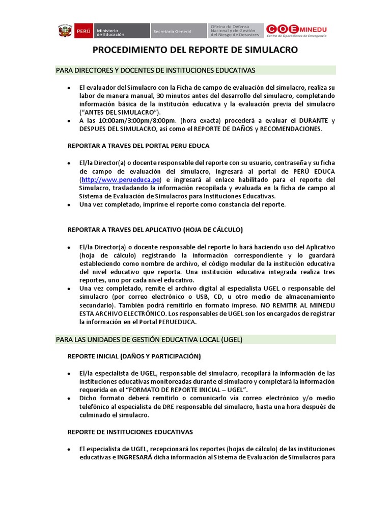 Procedimiento Reporte Simulacro | PDF | Archivo de computadora | Tecnología digital