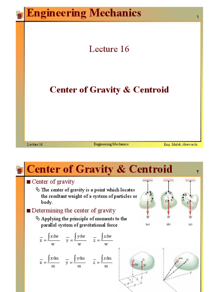 Engineering Mechanics: Center of Gravity & Centroid | Download Free PDF ...