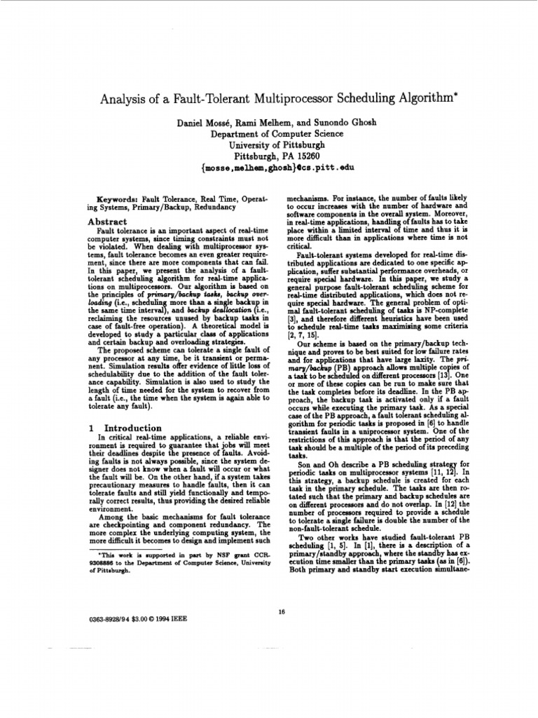 Reference Paper 1 | Download Free PDF | Fault Tolerance | Scheduling (Computing)