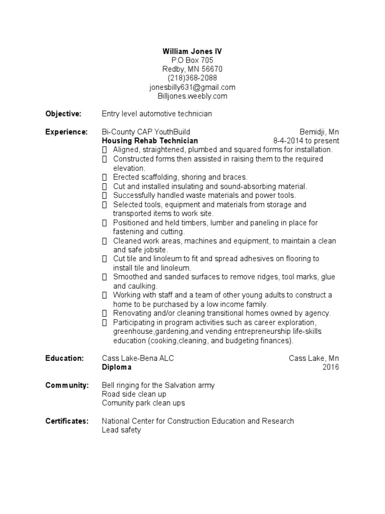 Entry-Level Automotive Technician Resume | PDF