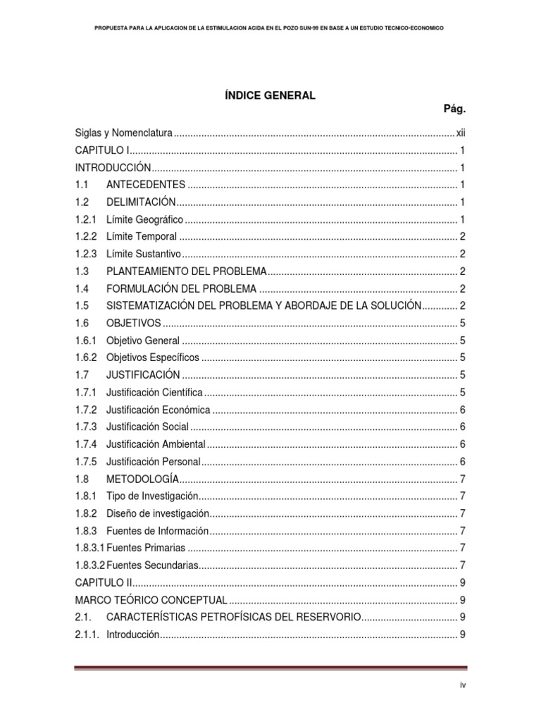 EMI PGI4 00 MT Ejemplo1 Indice Proyecto de Grado SUN-99 | Petróleo | Ácido