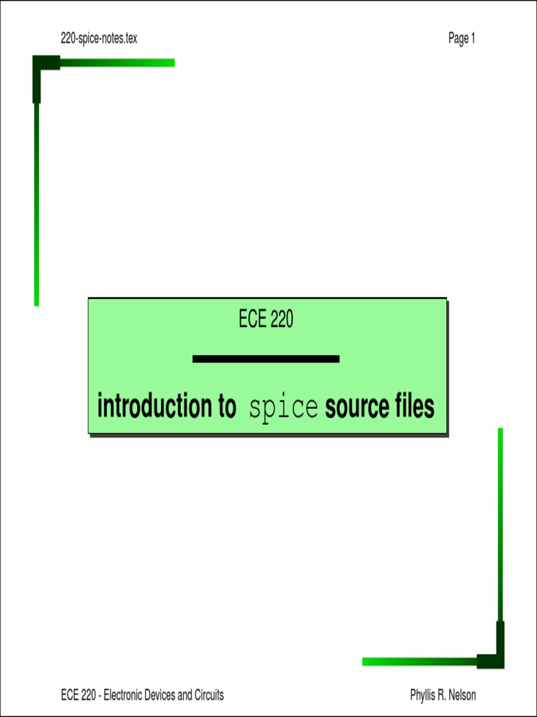 An Introduction To Spice Netlists And Circuit Simulation Using Pspice Pdf Bipolar Junction